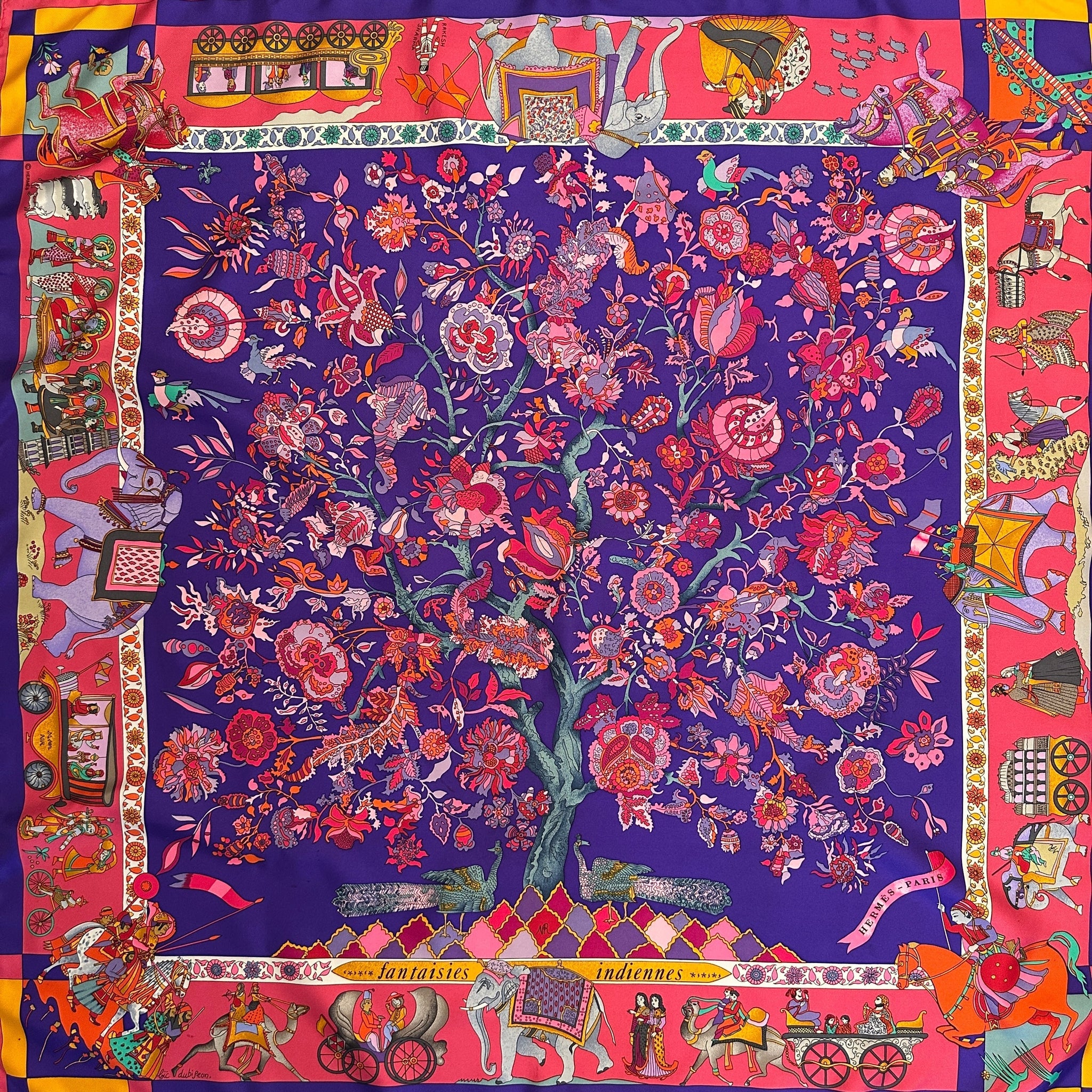 Indian Fantasies: a Hermès scarf between myth, travel and legend | Arbre de la Bodhi, carré 140 ...
